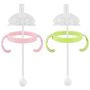 (2-Pack) Sippy Cup Conversion Replacement for Comotomo Baby Bottles | Straw Transition Cup Kit | Silicone Straw Top Bottle Nipple & Weighted Straw | Fits 5 Ounce & 8 Ounce Baby Bottles | for 9+ Months