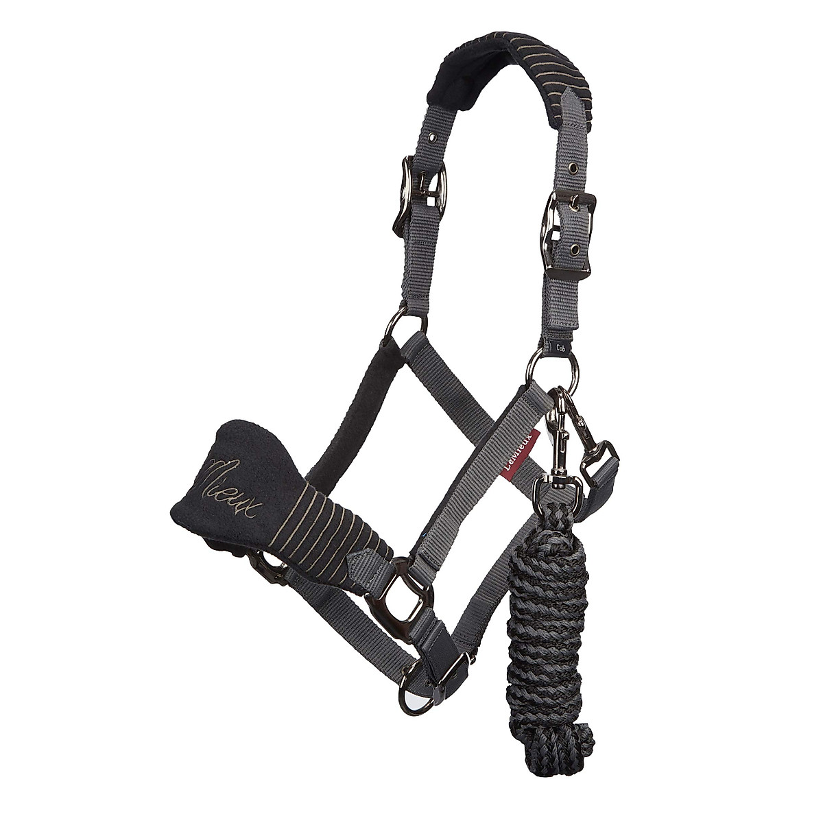 LeMieux Vogue Fleece Headcollar - Halter & Leadrope (Black - Full)