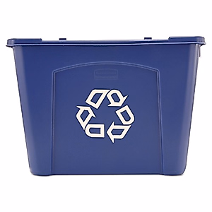 Rubbermaid Commercial 571473Be Stacking Recycle Bin Rectangular Polyethylene 14Gal Blue