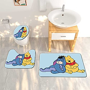 Anime Shower Curtain Set with Non-Slip Rug,Bath Mat,Toilet Cover and Waterproof Shower Curtain, Durable with Polyester Fabric with 12 Hooks for Hotel Home Anime Bathroom Set Decor 72 X 72 Inches