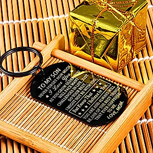 Valentines Day Gifts for Kids Gifts for Son Gifts for Teenage Boys Son Gifts from Mom Inspirational Gifts for Teen Stepson 16th 18th 21st Birthday Graduation Gifts Black Keychain for Adopted Son