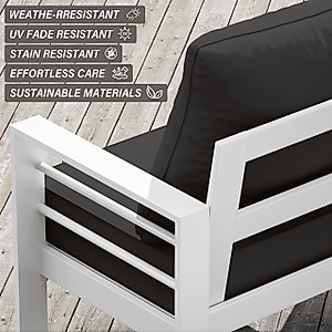 Pakunoda Outdoor Seat Cushion Set 24 x 24 x6.5 Inch Splash-Proof & Fade Resistant Patio Furniture Cushions with Removable Cover Deep Seat & Back Cushion with Straps for Chair Sofa Couch