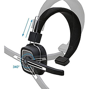 Electronic Home Truck Driver Bluetooth Headset/Office Headset with Microphone, BT 5.0 Wireless Over The Head Headset with Extra Boom Mic for Trucker,Truck Driver, Phones,Call Center, Skype, VoIP