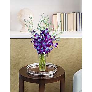 KaBloom Flowers - Easter Collection - Exotic Sapphire Orchid Bouquet of Blue Orchids from Thailand with Vase - Gift for Birthday,Thank You, Valentine, Mother’s Day Fresh Flowers