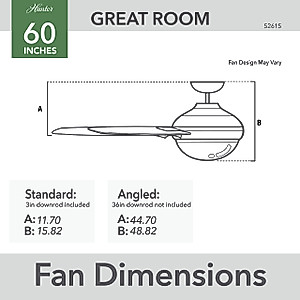 Hunter Fan Company 52615 Overton Ceiling Fan, 060, Matte Black