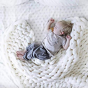 VIYEAR Chunky Knit Blanket Soft Handmade Knitting Throw Bedroom Sofa Decor Super Large White 59"x 59"
