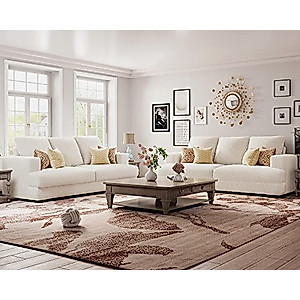 VanAcc Sofa, 3 Seater Comfy Couch Sofa- Extra Deep Seated Oversized Sofa, 97" Contemporary Couches for Living Room, Bedroom and Office (Off-White,Bouclé)