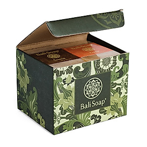 Bali Soap - Green Collection - Natural Soap Bar Gift Set, Face Soap or Body Soap, 6 pc Variety Soap Pack (Coconut, Papaya, Vanilla, Lemongrass, Jasmine, Ylang-Ylang) 3.5 Oz each