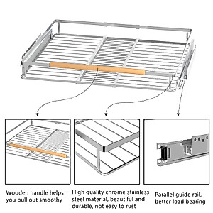 MIYUPTC Large Pull Out Kitchen Cabinet Organizer, 22.7''-39.8''Width, Heavy Duty Slide Out Pantry Shelves Sliding Drawer Storage for Kitchen, Under Sink, Bathroom, Wardrobe, Set of 2