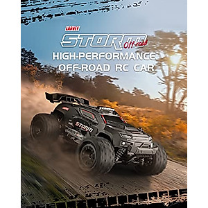 LARVEY 1:18 Scale 4WD Off-Road 40KM/H High Speed Remote Control Car, All Terrains Remote Control Truck with LED Lights, 2.4GHz Remote Control, rc Cars for Boys Age 8-12