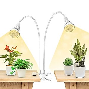 SANSI LED Grow Lights for Indoor Plants, 300W Full Spectrum Clip-on Gooseneck Grow Light with Ceramic Tech.,20W Power Plant Light with Optical Lens for High PPFD, Lifetime Free Bulbs Replacement White