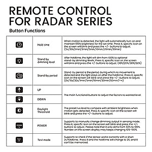 HYPERLITE Remote Control with Screen Display for Radar Series Motion Sensor