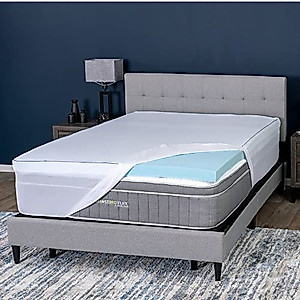 Nature’s Sleep by GhostBed - AirCool IQ 3 Inch Thick Density Gel Memory Foam Mattress Topper with Fitted Cover and 18 Inch Skirt - King