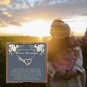 OKEYCH Bonus Daughter Gift From Step Mom Dad, To My Stepdaughter Necklace, Stepdaughter Gift From Stepmom Stepdad, Adopted Daughter Birthday Gift (To My Stepdaughter Necklace)