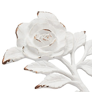 SOFFEE DESIGN 2pcs White Single Hooks 3D Flower Retro Ornate Style for Room Wall Mounted Decoration, Coat Hat Scarf Hanging Entry Heavy Duty Hooks, Home Decor