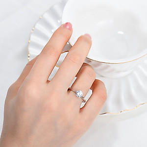 YL Solitaire Engagement Rings 925 Sterling Silver 18K White Gold Plated Round 6mm Cubic Zirconia Wedding Jewelry for Women-size6