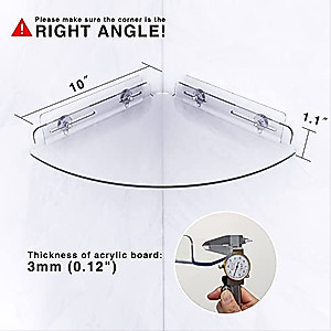 Bakzon Acrylic Corner Shower Shelves, 2 Pack Adhesive Shower Caddy Organizer for Tile Walls, Wall Mounted Clear Bathroom Shower Shelves for Inside Shower & Kitchen Storage