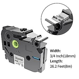 Camopro Compatible Label Tape Replacement for Brother Ptouch Label Maker TZ TZe TZe-241 Laminated Tape Black on White 3/4 Inch x 26.2ft 18mm 0.7 for PTD400 PTD600 PTD400AD PTP710BT 10 Pack
