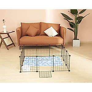 allisandro Guinea Pig Cages Small Animal Playpen, Small Animal Cage for Indoor Outdoor Use, Portable Metal Wire Yard Fence for Guinea Pigs, Bunny, Turtle, Hamster, 12 Panels (14x14)