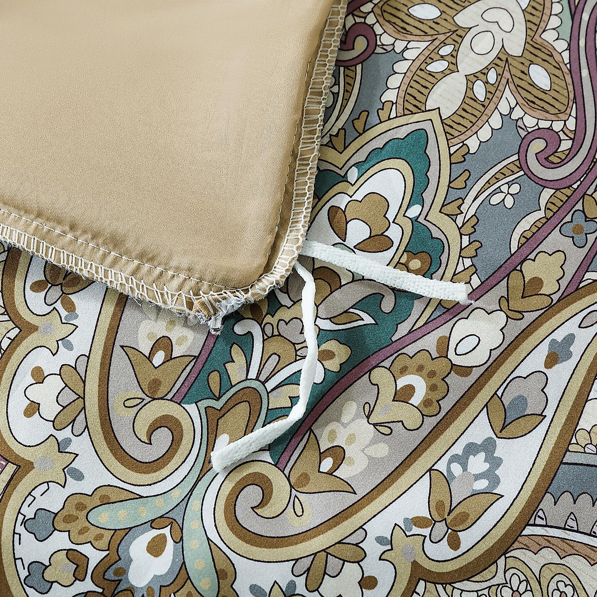 FADFAY Paisley Duvet Cover Set Queen Classic Boho Paisley Bedding Exotic Bohemian Paisley Quilt Cover 800 Thread Count 100% Egyptian Cotton Comforter Cover with Hidden Zipper Closure 3Pcs, Queen Size