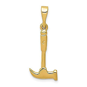 IceCarats 14K Yellow Gold Hammer Necklace Charm Pendant 30mm x 10mm Only