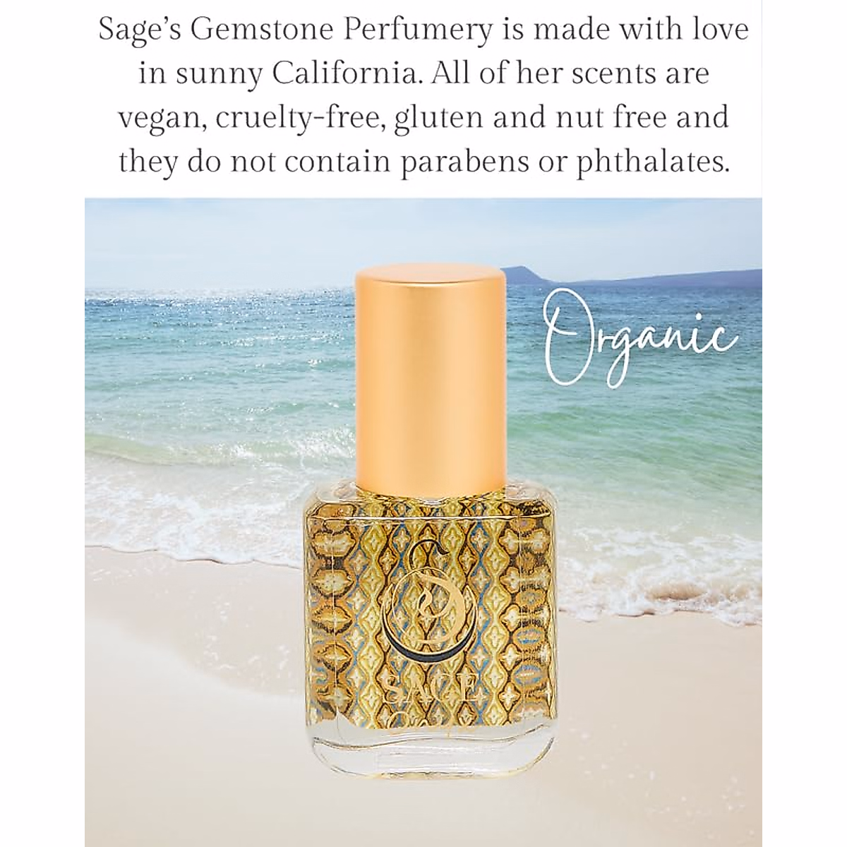 Onyx Organic Perfume Oil Extract Roll-On by Sage- 1/4 oz, Vegan & Cruelty-Free, Earthy Scent, Black Coconut, Vanilla, Oakmoss