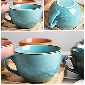 Disoza Large Coffee Cup Ceramic Soup Mug with Handles 24 Ounce Oversized Soup Mugs Bowl Porcelain 700 ML Coffee Tea Cup XXL Cereal Bowls Soups Ramen Salad Bowl Coffee Cappuccino Cups Large Soup Bowl