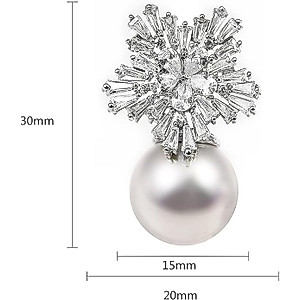 Silver Zirconia Earrings with White Pearl Style Stone - Soho Jewelry - Accessory for Women - Includes Gift Box