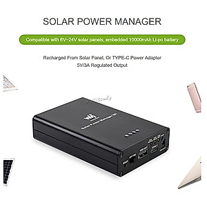 XYGStudy Solar Power Manager Embedded Rechargeable 10000mAh Li-Po Battery Supports 6V~24V Solar Panels with Multi Protection Circuits