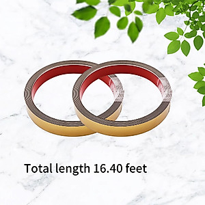 Qiveno Gold Molding Trim Peel and Stick(Mirror-Like Finish), 201 Stainless Steel Self Adhesive Wall Trim Molding, Wall Ceiling Floor Cabinet Tile Edge Moulding, 16.4 ft x 0.8 in