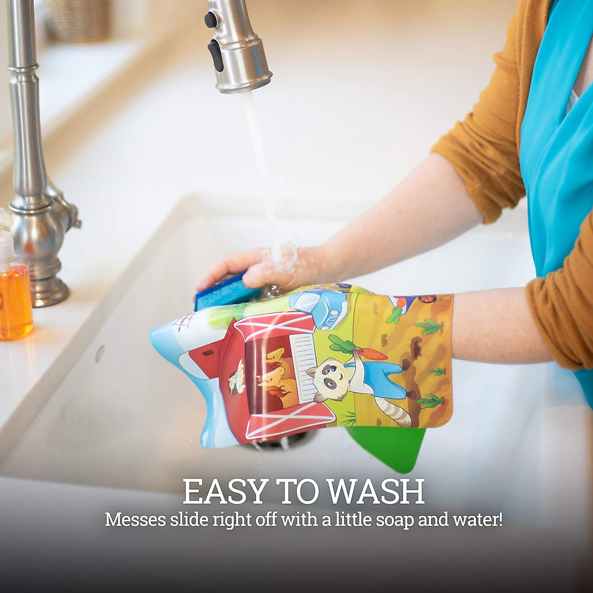 Klean Kids [2 Pack] Silicone Placemat for Toddlers (Sealife and Farm) - Non Slip 2-Pack with Travel Bag - Sealife/Farm - Alternative to Suction Plates for Babies - Essential Baby Feeding