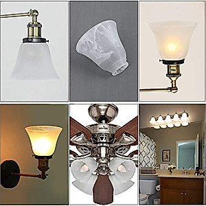 Anmire 2 Pack Alabaster Glass Shade, Bell Shaped Light Fixture Replacement Globe or Cover with 2-1/8-Inch Fitter for Ceiling Fan Light Chandelier Wall Sconce, G0009