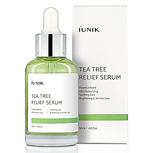 IUNIK Tea Tree 67% Relief Vegan Facial Serum Clear Skin Acne-Prone Sensitive Oily Skin - Plant-based Ingredients Centella Asiatica Soothing Calming Irritated Breakout Rosacea Blemish Korean Skincare
