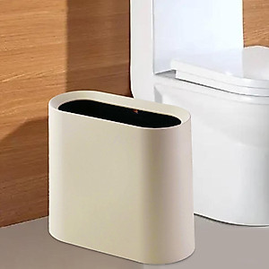 IEUDNS Slim Trash Can Narrow Small Garbage Bin Garbage Can Modern Paper Basket Wastebasket Dustbin for Home Bedroom Bathroom Toilet, Khaki
