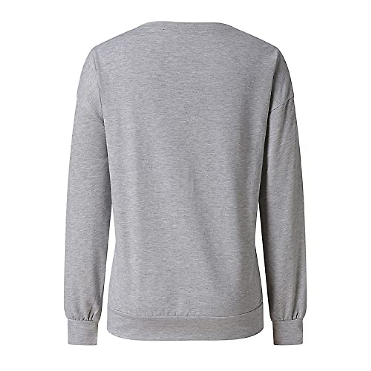 Drindf Graphic Sweatshirt for Women Long Sleeve Round Neck Casual Pullover Tops Gray