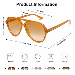 SOJOS Classic Polarized Aviator Sunglasses for Women Men, Retro Trendy Aviators Shades SJ2201, Orange/Gradient Yellow
