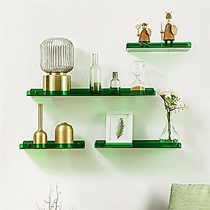 4 Pack Acrylic Floating Shelves, Wall Mounted Invisible Bathroom Shower Shel, for Home, Bedroom, Bathroom, Kitchen Storage(4Pcs, Green)