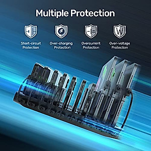 Unitek Fast Charging Station with Quick Charge 3.0, Multi USB Charger Station for Multiple Devices, iPhone, iPad, Tablet, Kindle-Black(UL Certified)