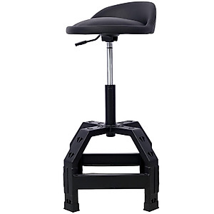 FRITHJILL Heavy Duty Pneumatic 360 Degree Swivel Mechanics Stool with Foam Cushioning and 300 Lb Weight Capacity, Black