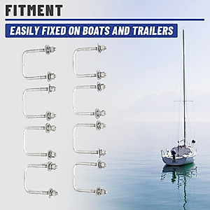 1/2" Diameter 13" Thread Square U-Bolt for Boat Trailer 8 Pieces 1/2" D x 3 1/16" W x 4 5/16" L