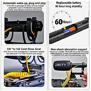 Deity Microphone V-Mic D4,Professional External Camera Video Microphones,Shotgun Mic with Shock Mount Supports USB-C Digital Output for PCs for Cameras Recorders Smartphones Laptops and Tablets
