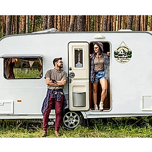 WhatSign Happy Camper Decor Sign 11.5" Farmhouse Camper Decorations Sign RV Accessories for Inside Funny Adventure Camping Hanging Signs for RV Travel Trailers Glamping Camper Wall Window Decor