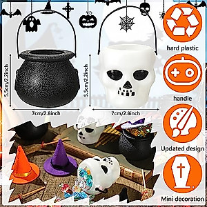12 Pcs Halloween Mini Witch Hats Candy Cauldron Mini Broom Witch Craft Miniatures Wizard Accessory for Halloween Decorations (Novel Style)