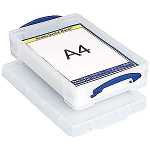 Really Useful Box 4C Plastic Stackable Storage Container with Snap Lid and Built In Clip Lock Handles for Home and Office Organization, Clear