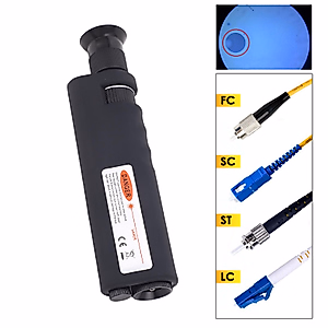 Fiber Optic Microscope Monocular Handheld Fiber Optic Inspection Microscope 400X Optical Communication Fiber Cable Inspection Microscope Magnifier Built-in Adapter Interface SC/LC/FC/ST