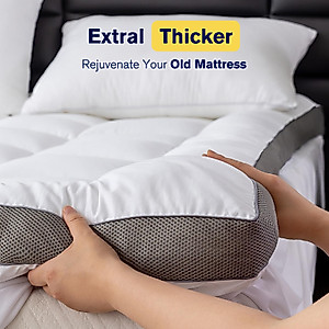 Ultimate Comfort and Cooling: 100% Cotton 2" Thick Queen Mattress Topper - Luxurious Softness, Good for Back Pain, Revolutionary Cooling Technology, No-Slip Design, Ideal for Deep Sleep Mattress Pad