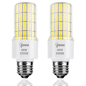 Led Light Bulbs 300W Equivalent Super Bright 5000Lm 5000K Cool Daylight White Led Bulb E26/E27 Medium Base 40w Waterproof Led Corn Light Bulb for Outdoor Indoor Lamp Bedroom Office Garage-2 Pack.