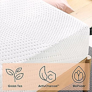 Zinus 10 Inch Green Tea Essential Memory FoamMattress/Bed-in-a-Box/AffordableMattress/CertiPUR-US Certified, King,White