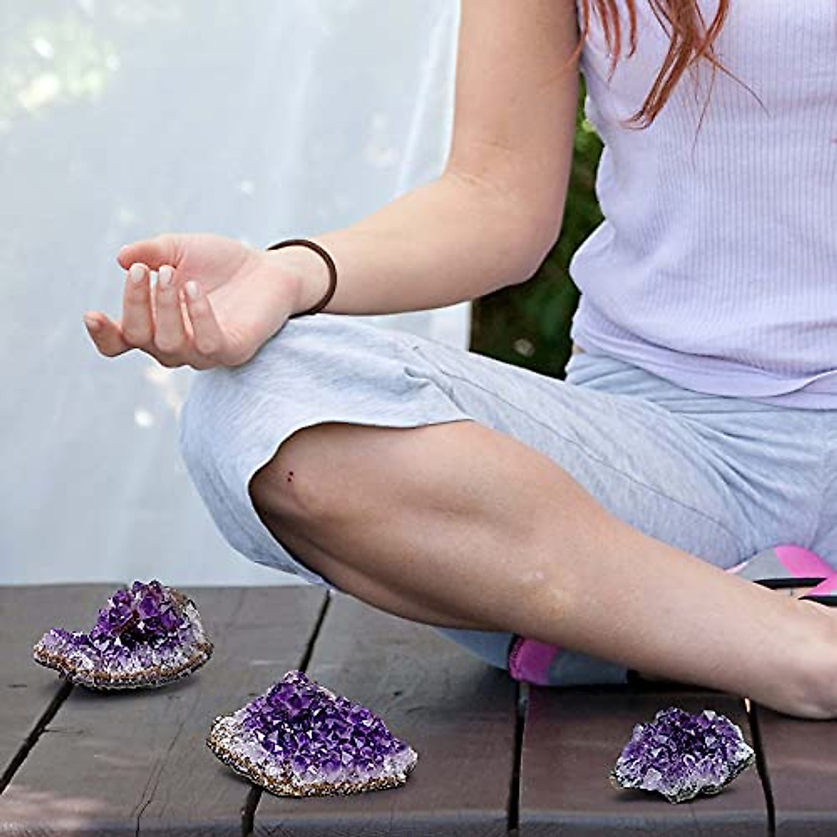 GEHECRST Natural Raw Amethyst Quartz Geode Cluster, Reiki Healing Crystals Stone Amethyst Rock Druzy Gemstone for Collection, Decoration, Specimen, Witchcraft | 0.18-0.33 lb