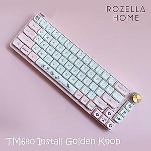 ROZELLA HOME Suitable for TM680/KT68/GK68 Upgrade Knob 2 PCs Pack, Aluminum Alloy, Upscale Electroplating, Mechanical Keyboard Upgrade Accessories(Champagne Gold)